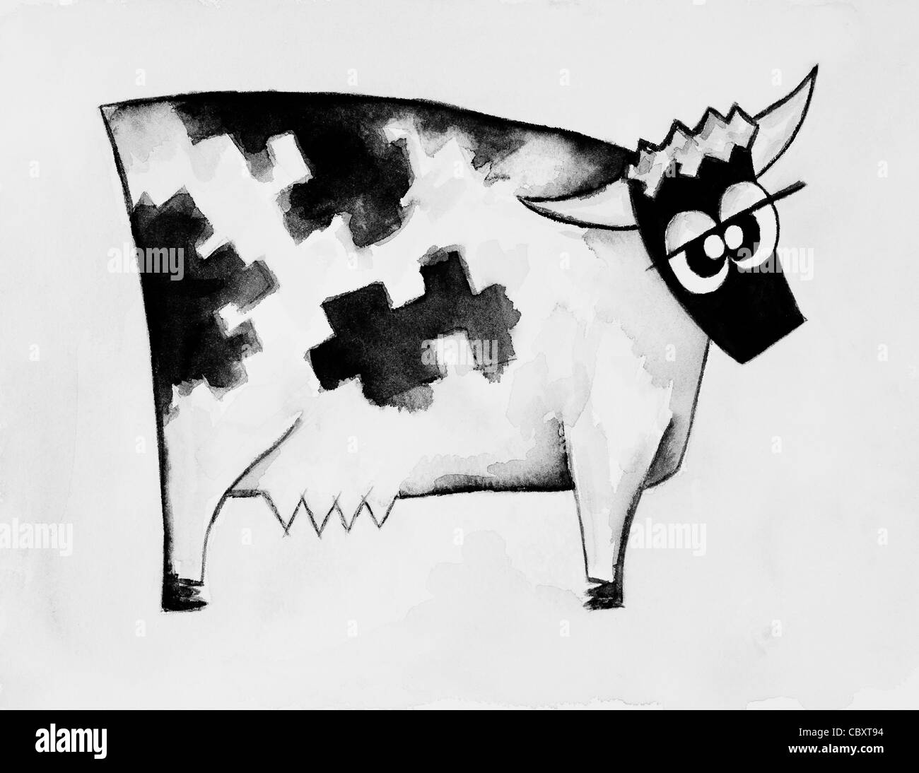 Cartoon friesian cow illustration Stock Photo - Alamy