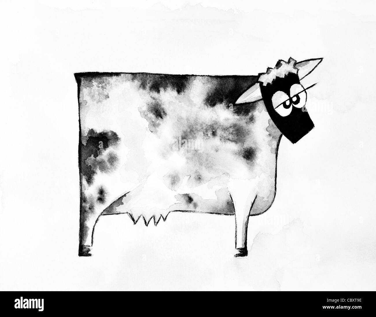 Cartoon Friesian cow illustration Stock Photo - Alamy