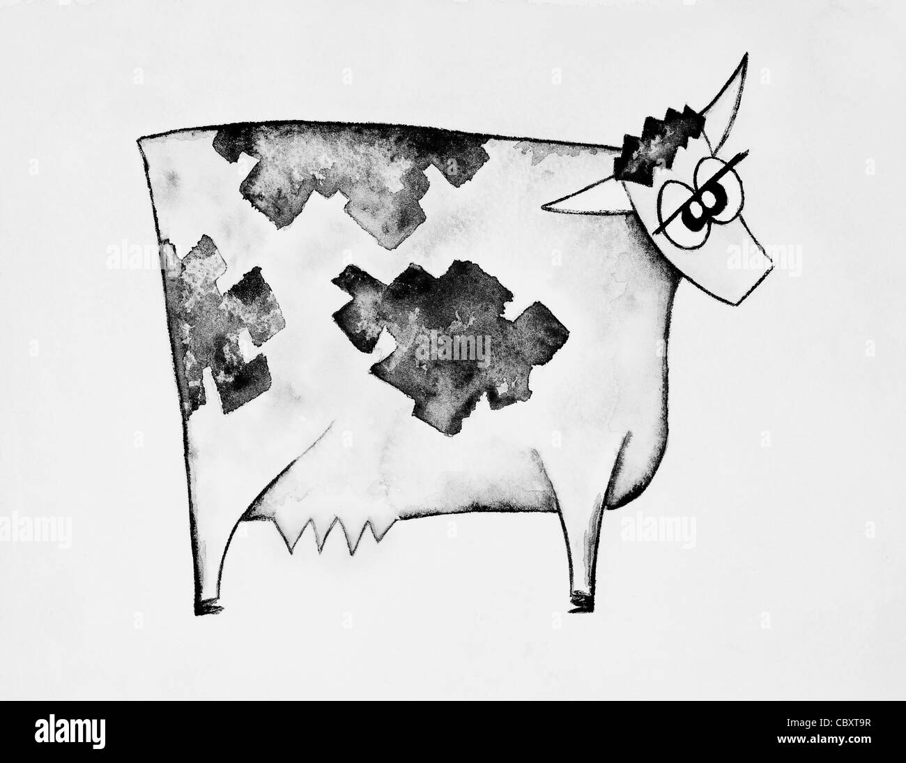 Cartoon Friesian cow illustration Stock Photo - Alamy
