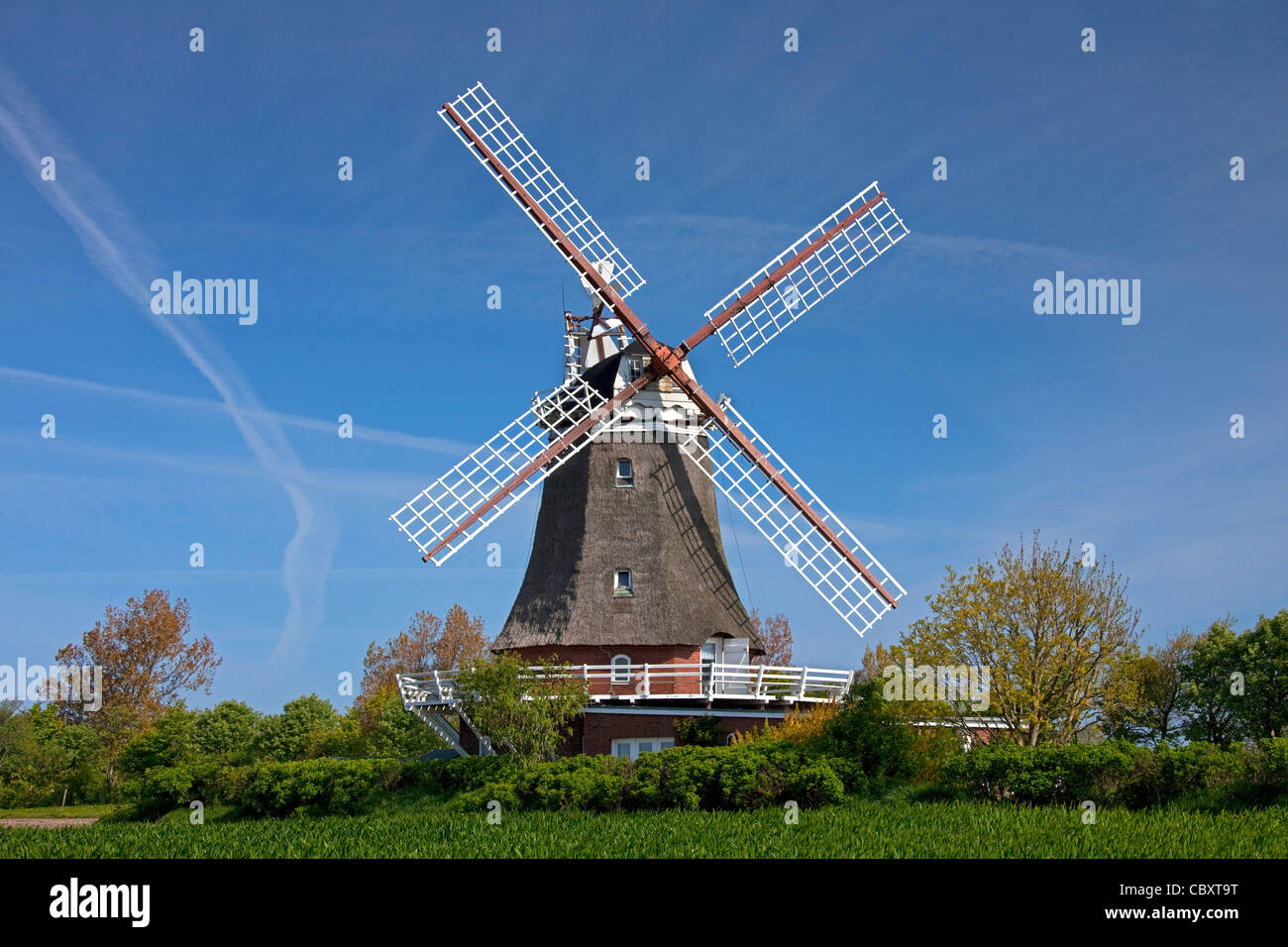 Windmill in Oldsum on the island of Föhr, Northern Friesland, Germany ...