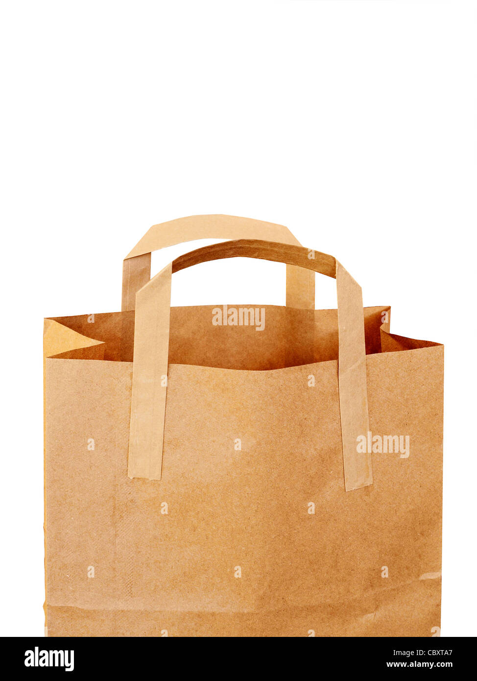 Brown paper shopping bag isolated on white background Stock Photo - Alamy