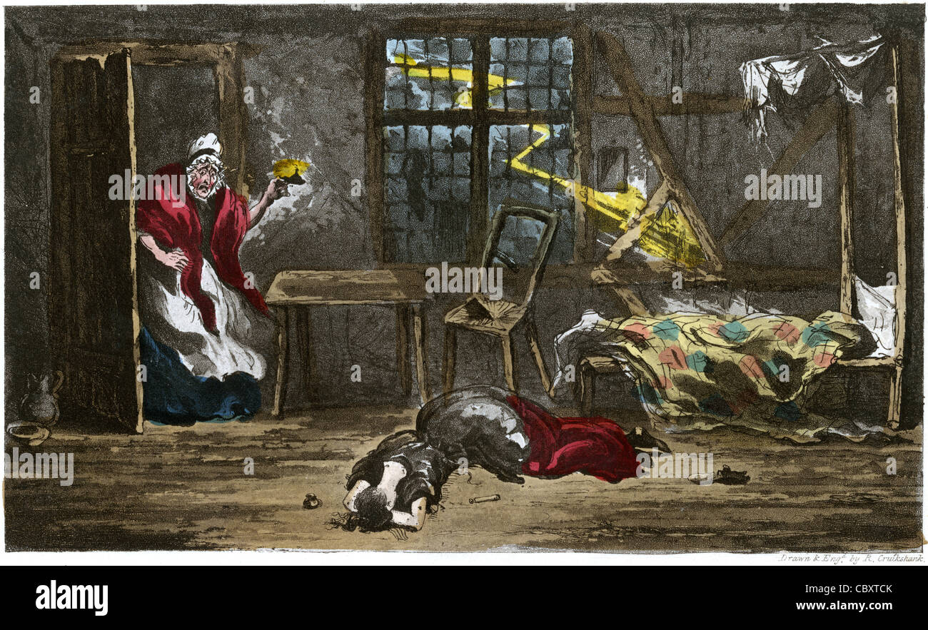 An illustration taken from "Life in London", captioned: Melancholy End ...