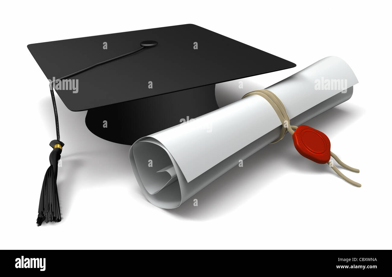 Diploma and graduation cap Stock Photo - Alamy