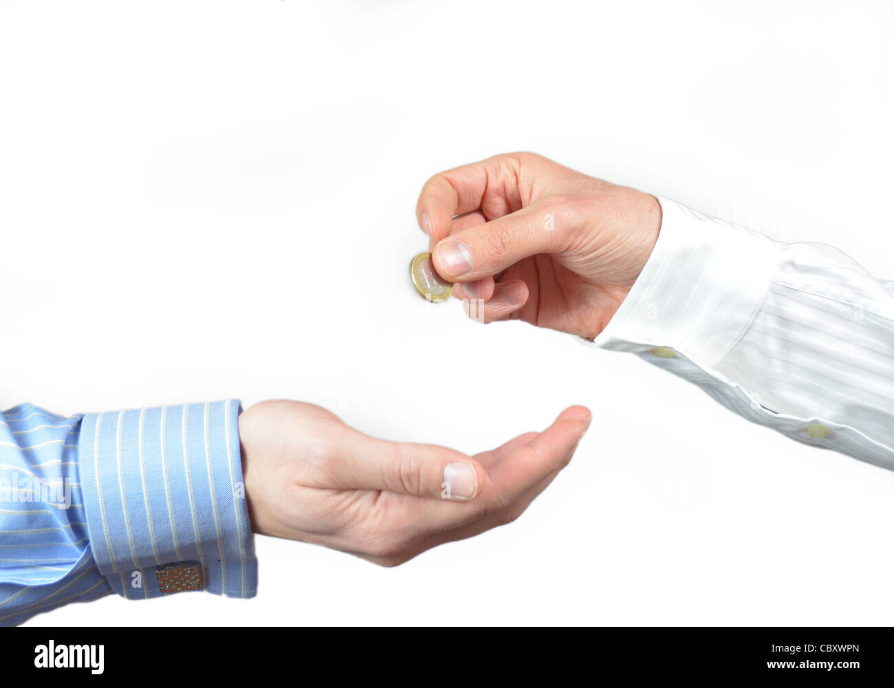 Euro coin on hands hi-res stock photography and images - Alamy