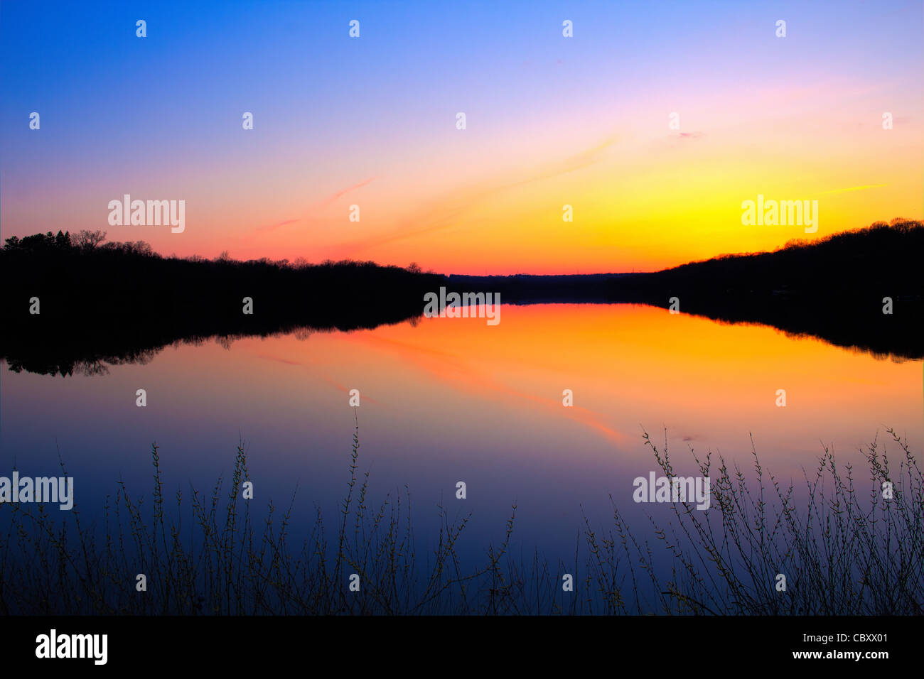 Sunset of Mississippi River Stock Photo - Alamy