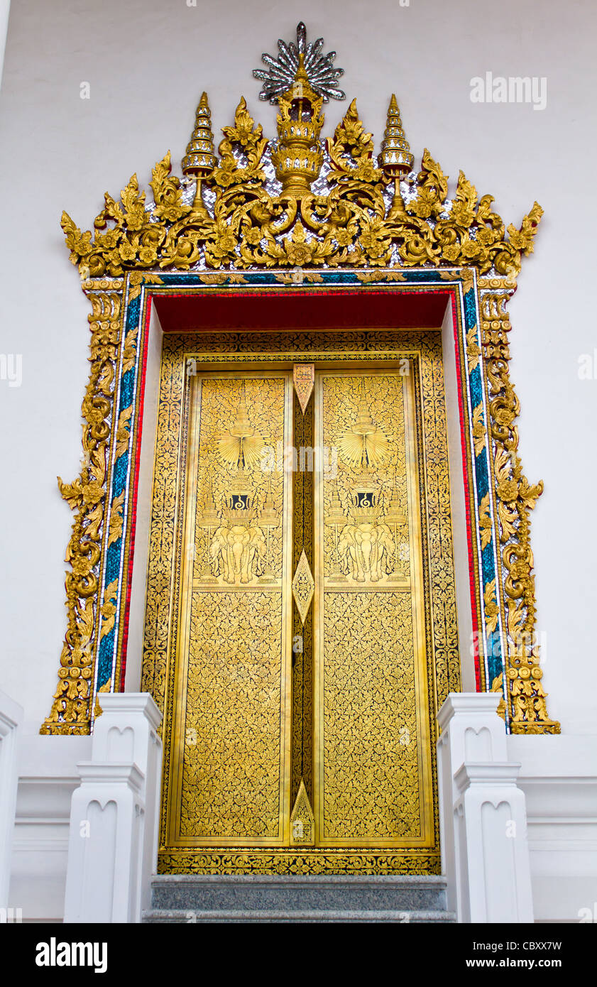 Arch Gold Door in Temple Stock Photo - Alamy