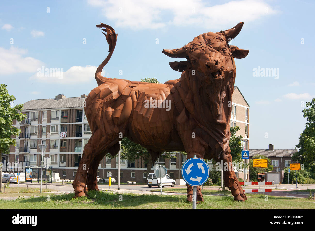Steel statue of a bull "De Steer" in Amersfoort, Netherlands (Sculptor ...