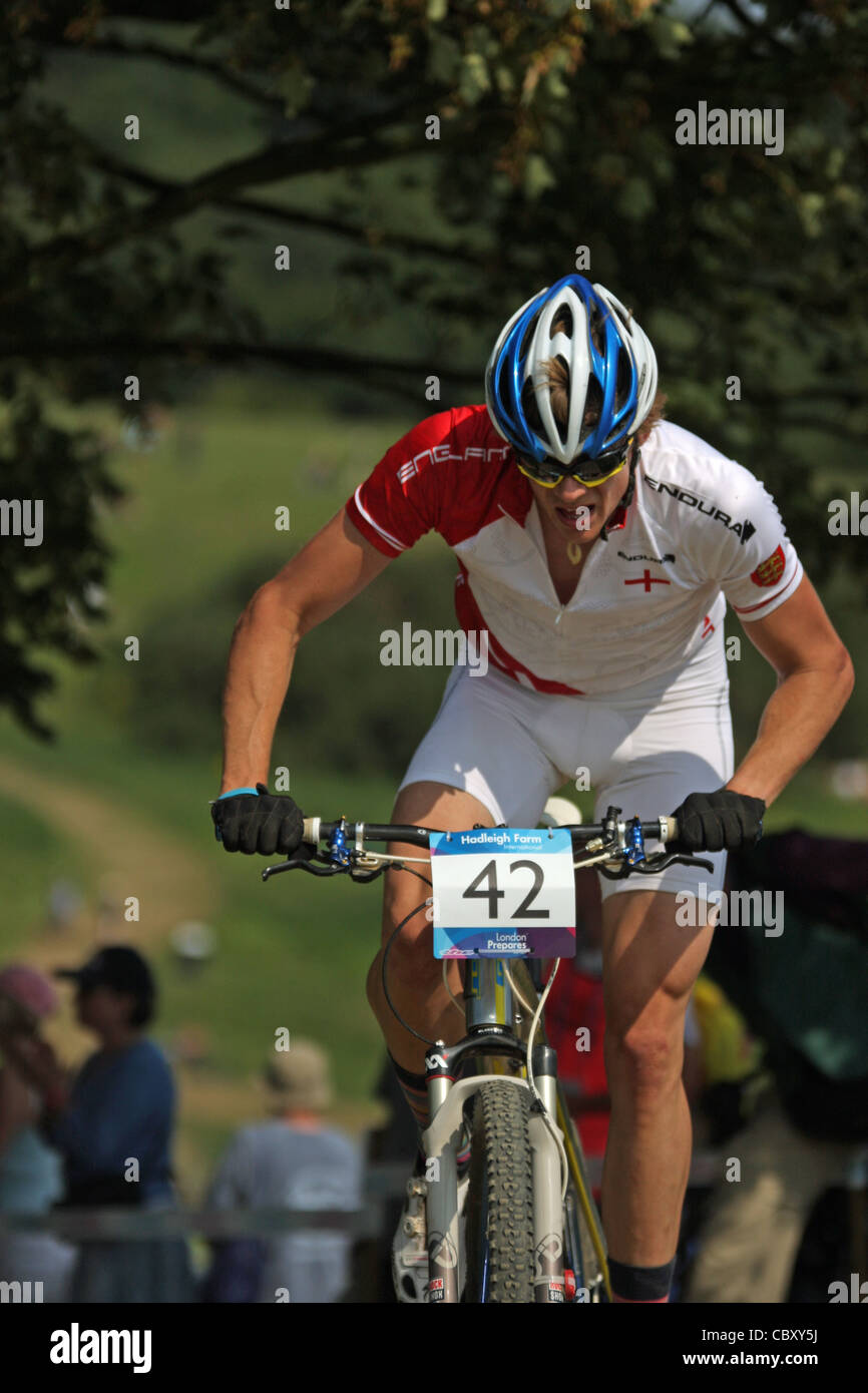 Jonathan Pybus from England competes in the mountain bike Olympic test ...