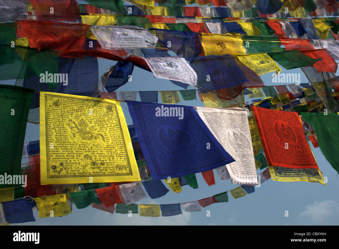 Mantra flags at Boudhanath stupa, Kathmandu, Nepal Stock Photo - Alamy