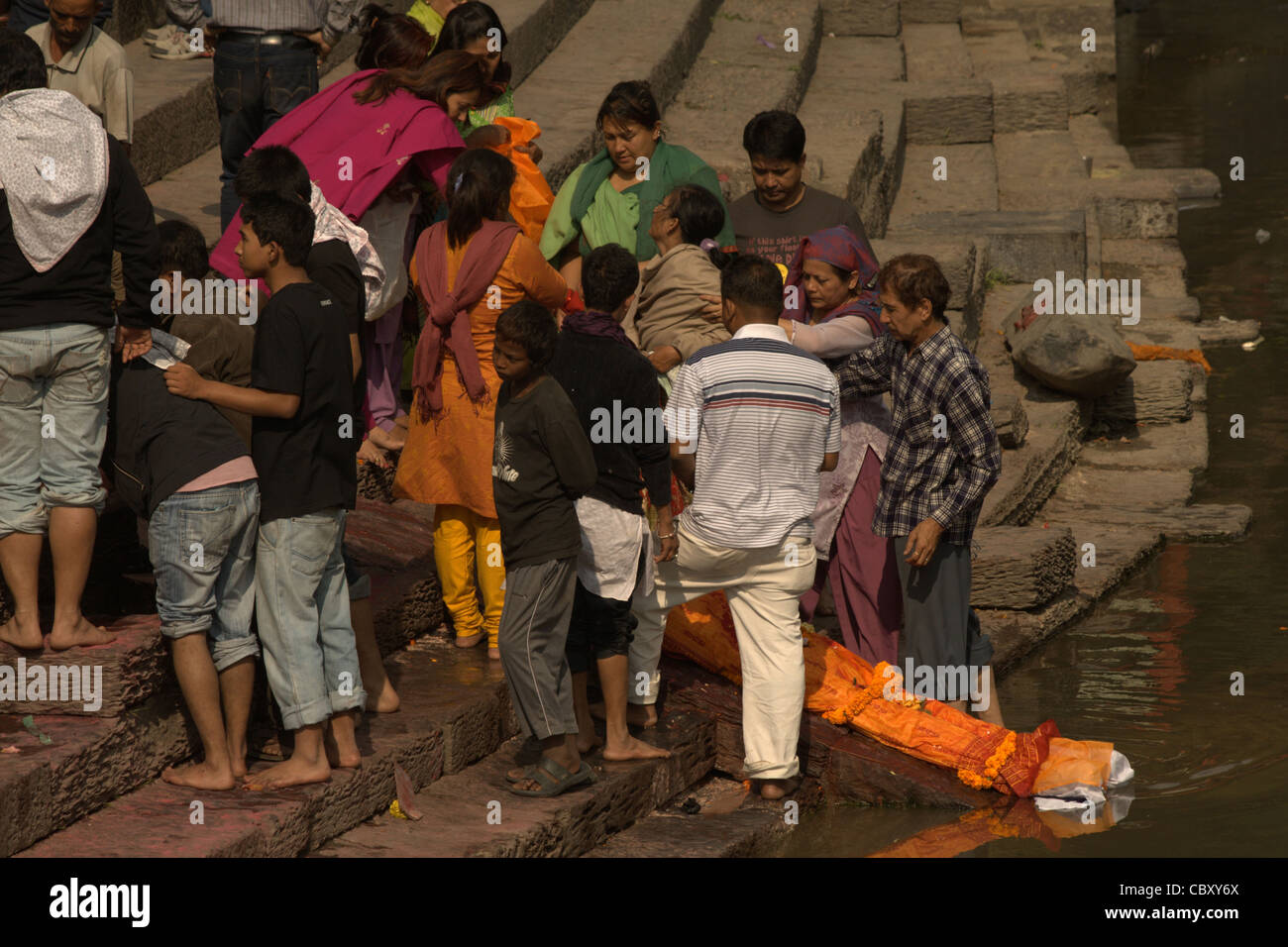 Hinduistic funeral on the shore or Baghmati river, Pashupatinath ...