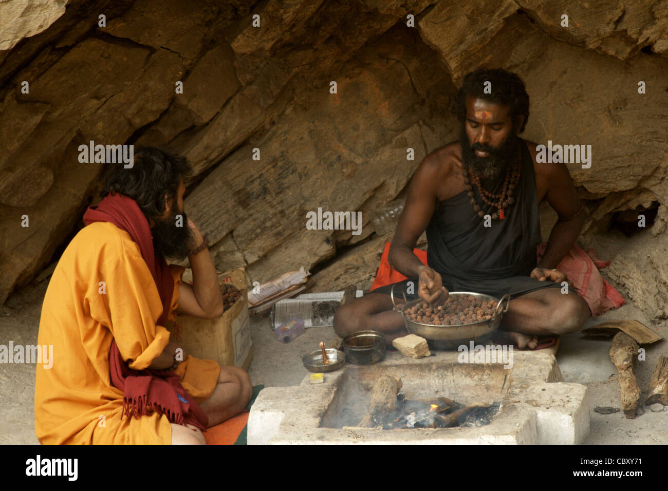 Saddhus in the cave near of the Pashupatinath hinduistic complex ...