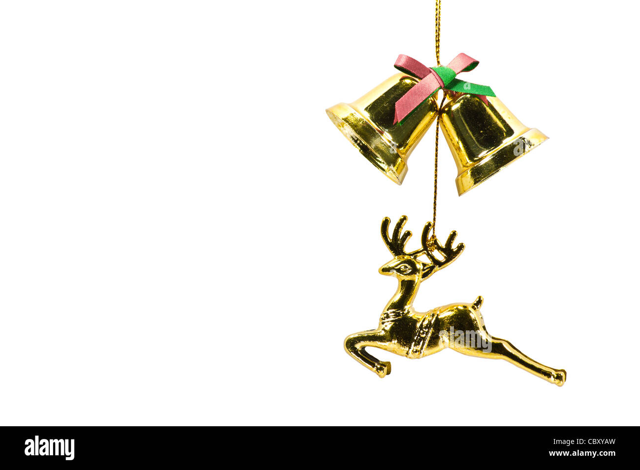 Reindeer and bell are isolated at the white background Stock Photo - Alamy