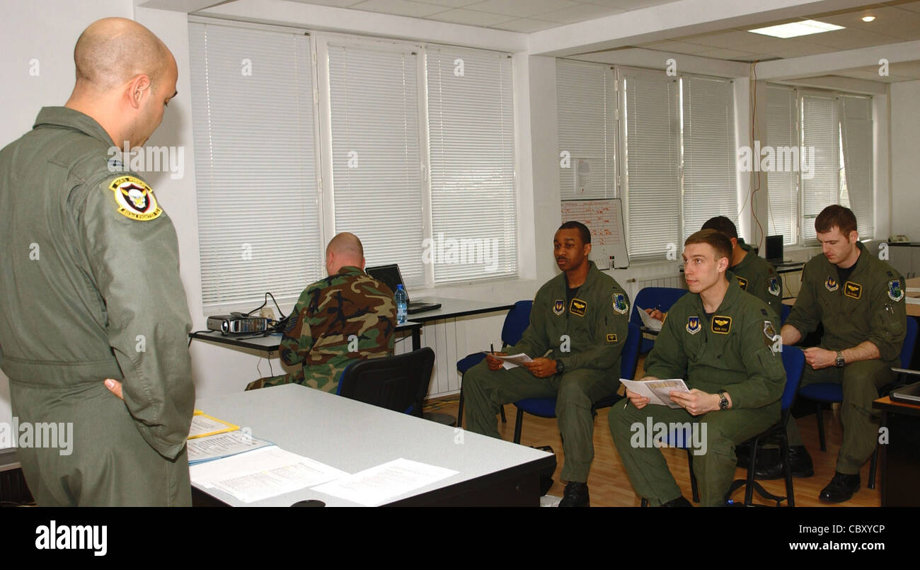 Capt. Danny Cannon briefs aircrews prior to a mission supporting the ...