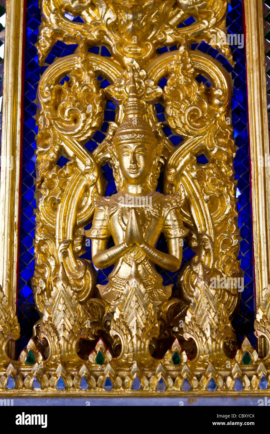 Thai style molding art in temple at U-thaithani province Stock Photo ...