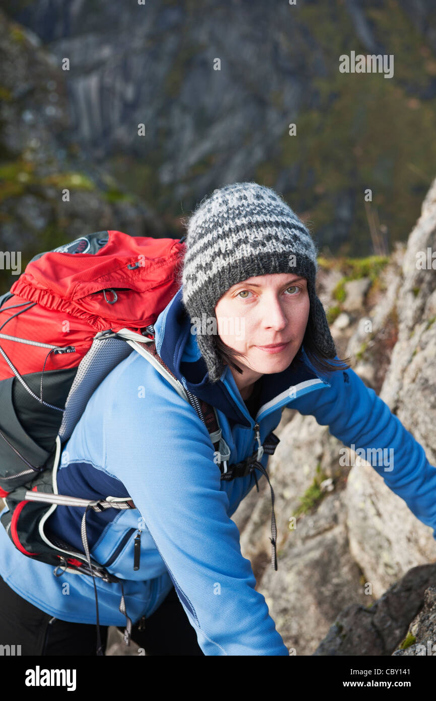Female hiker looking mountains hi-res stock photography and images - Alamy