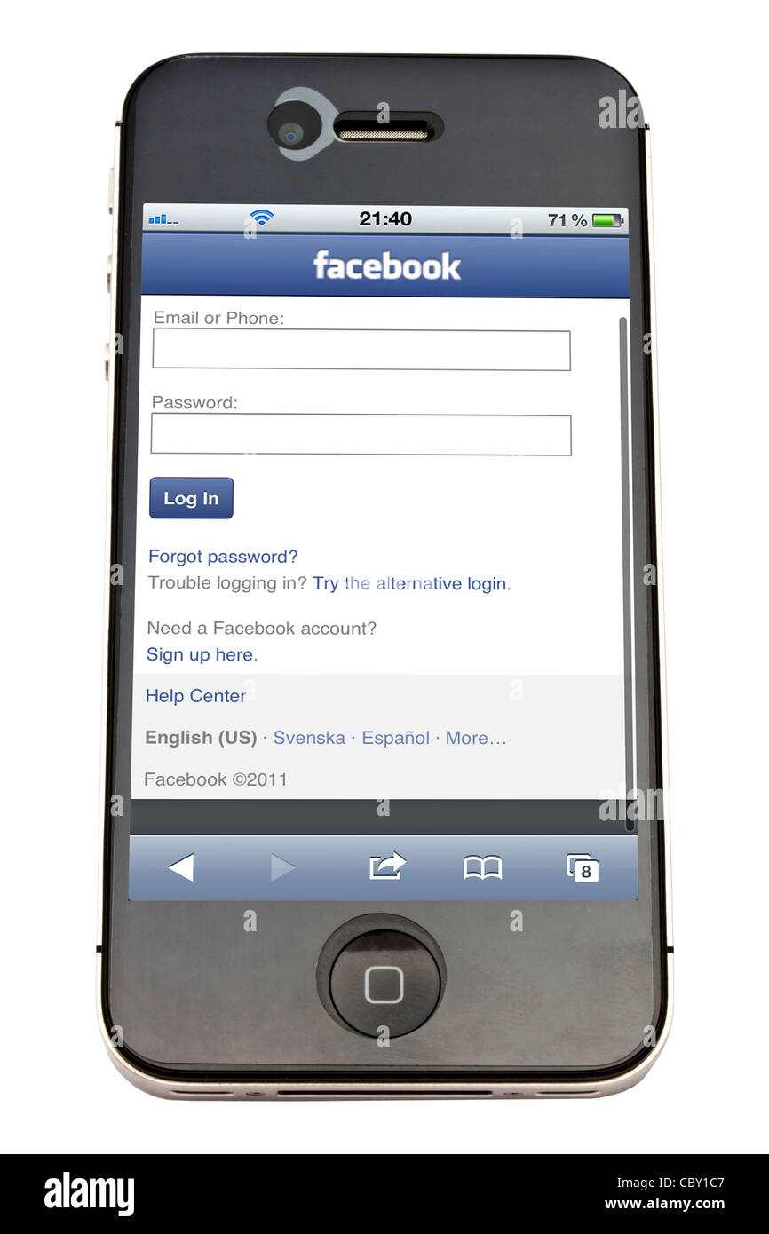 Facebook login page on iphone hi-res stock photography and images - Alamy