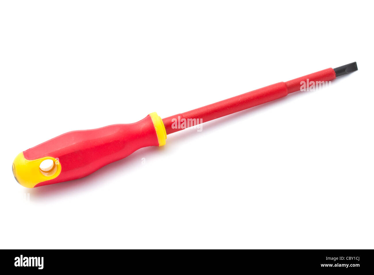 Red screwdriver closeup on white background Stock Photo - Alamy