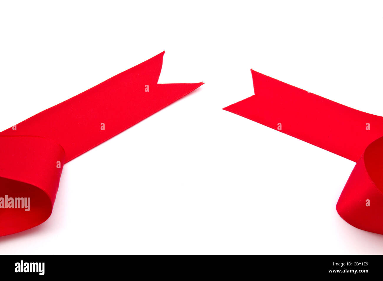 Red ribbons isolated on white background Stock Photo - Alamy