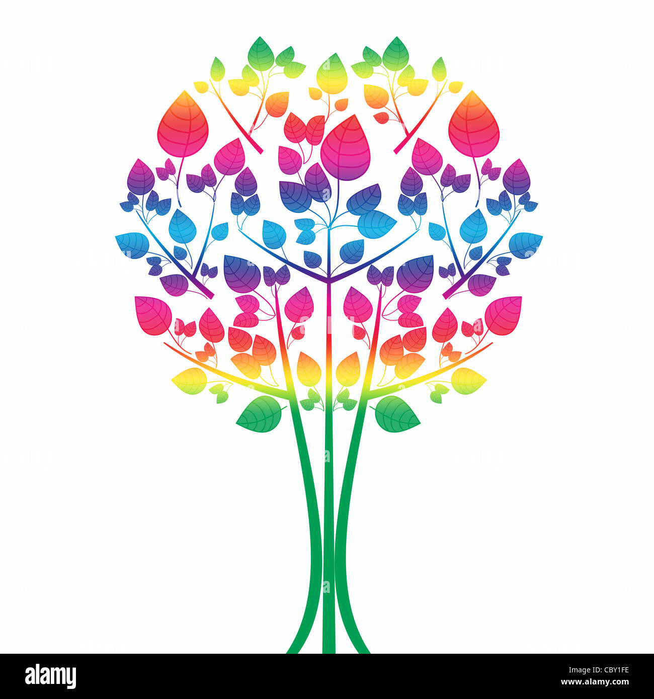 Colorful art tree isolated on white background Stock Photo - Alamy