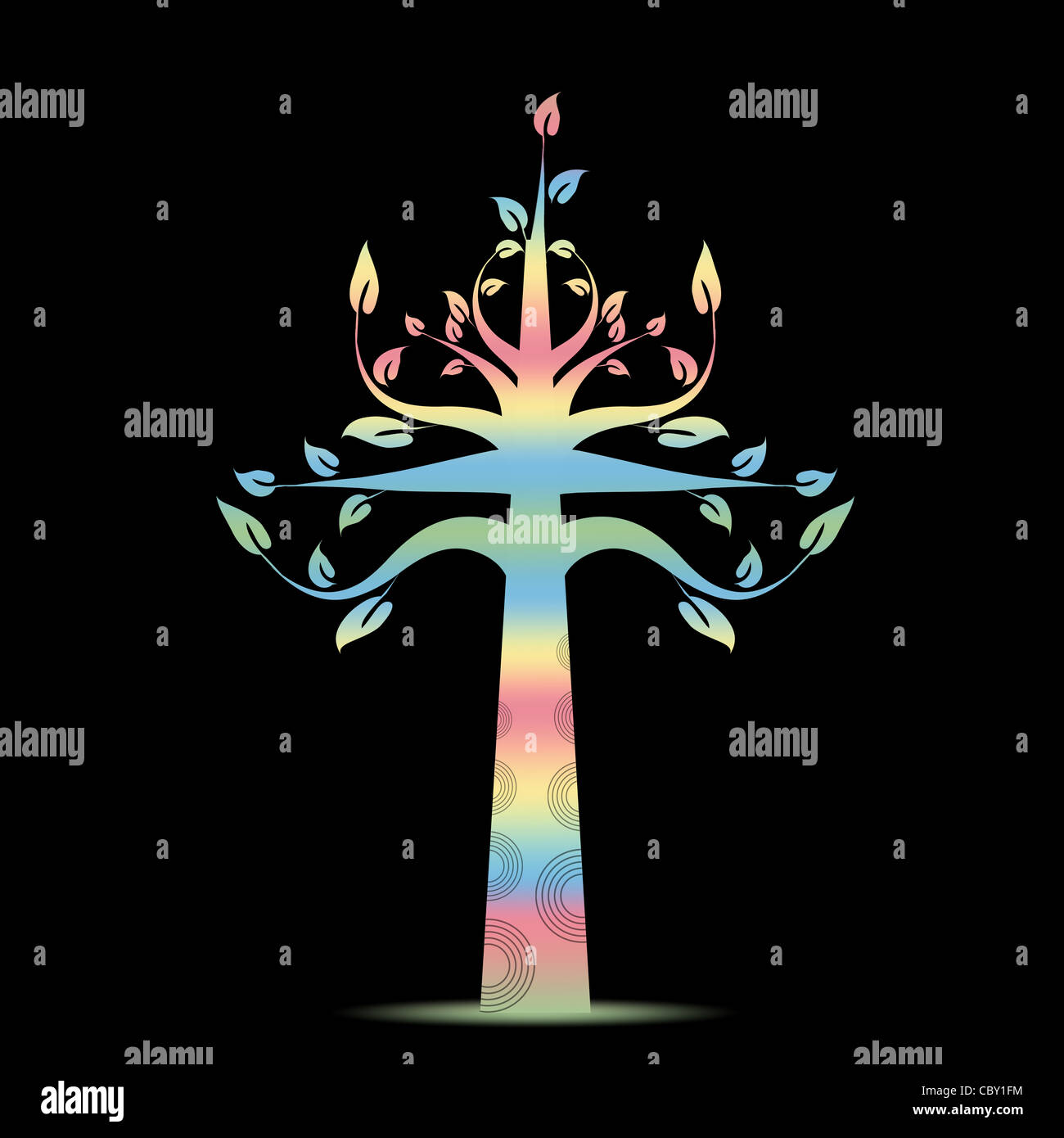 Colorful art tree isolated on black background Stock Photo - Alamy