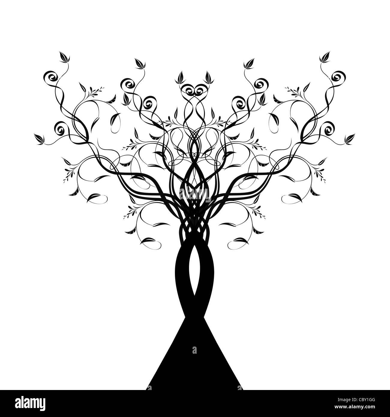 Beautiful art tree silhouette isolated on white background Stock Photo ...