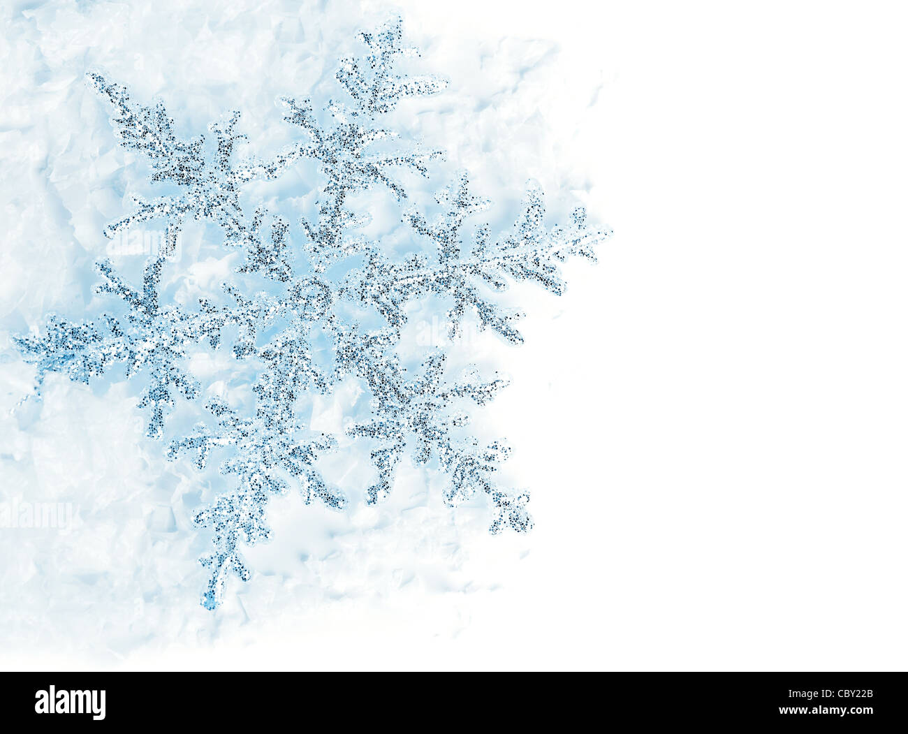 Beautiful blue snowflake isolated, winter holiday background with copy ...