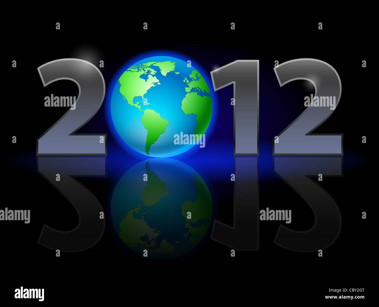 Twenty Twelve year. Earth. Illustration on black background Stock Photo ...