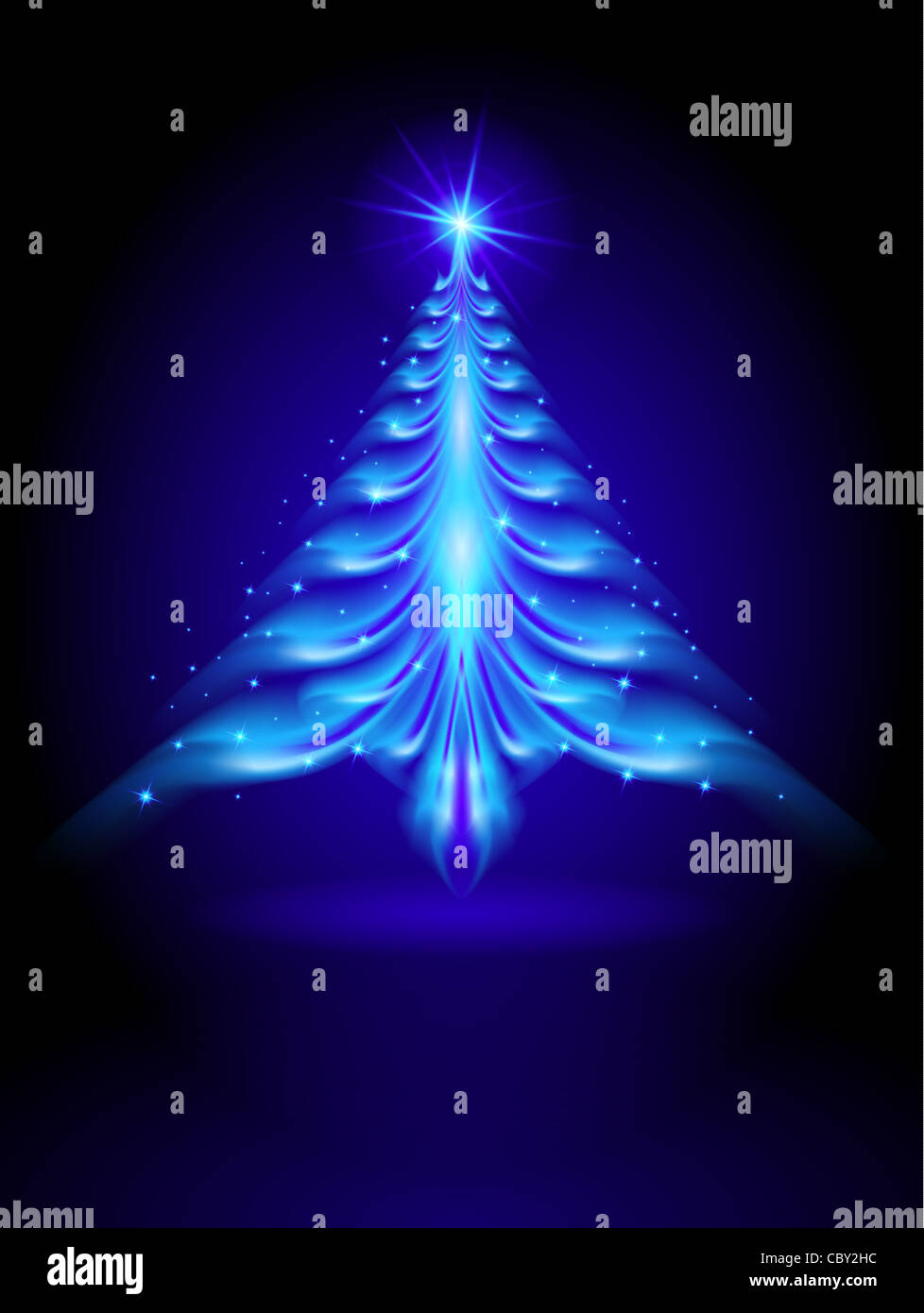 Abstract blue Christmas tree on black background illustration designer ...