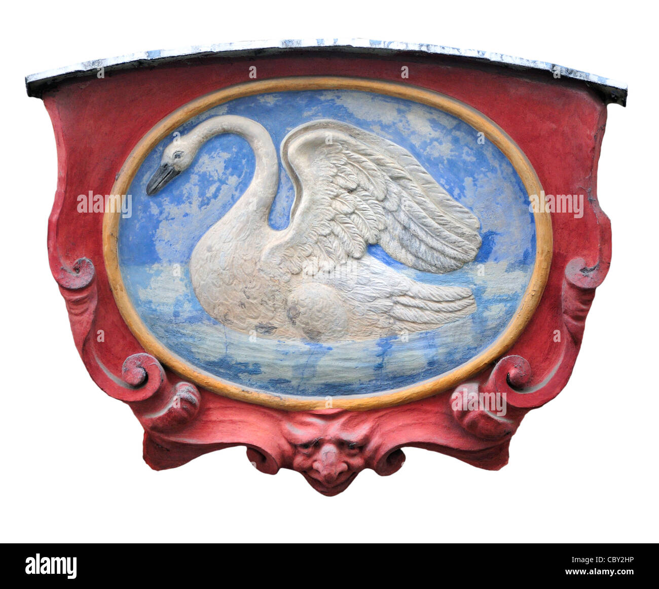 Prague, Czech Republic. Traditional House Sign. At the White Swan (U ...