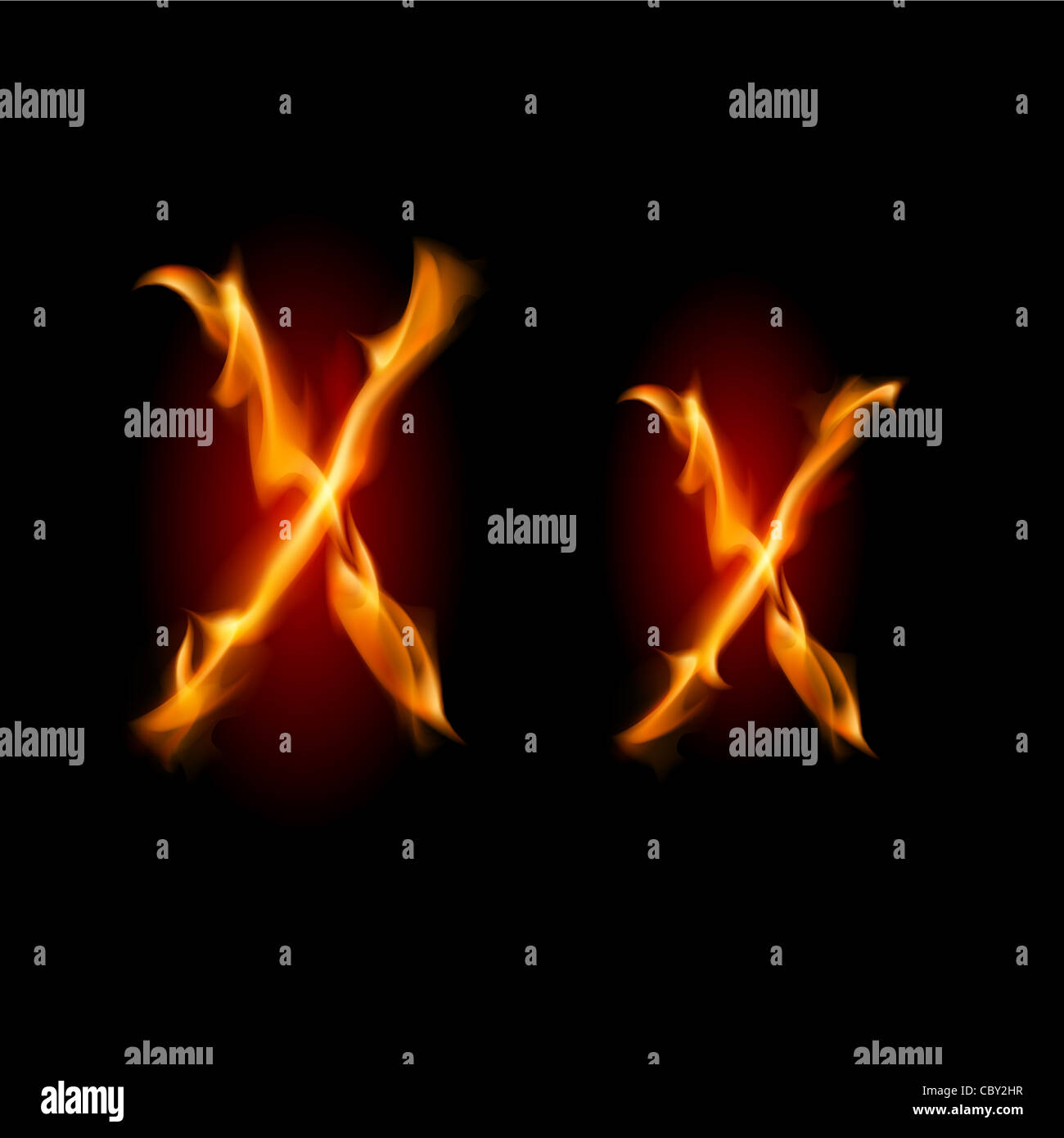 Fiery font. Letter X. Illustration on black background Stock Photo - Alamy