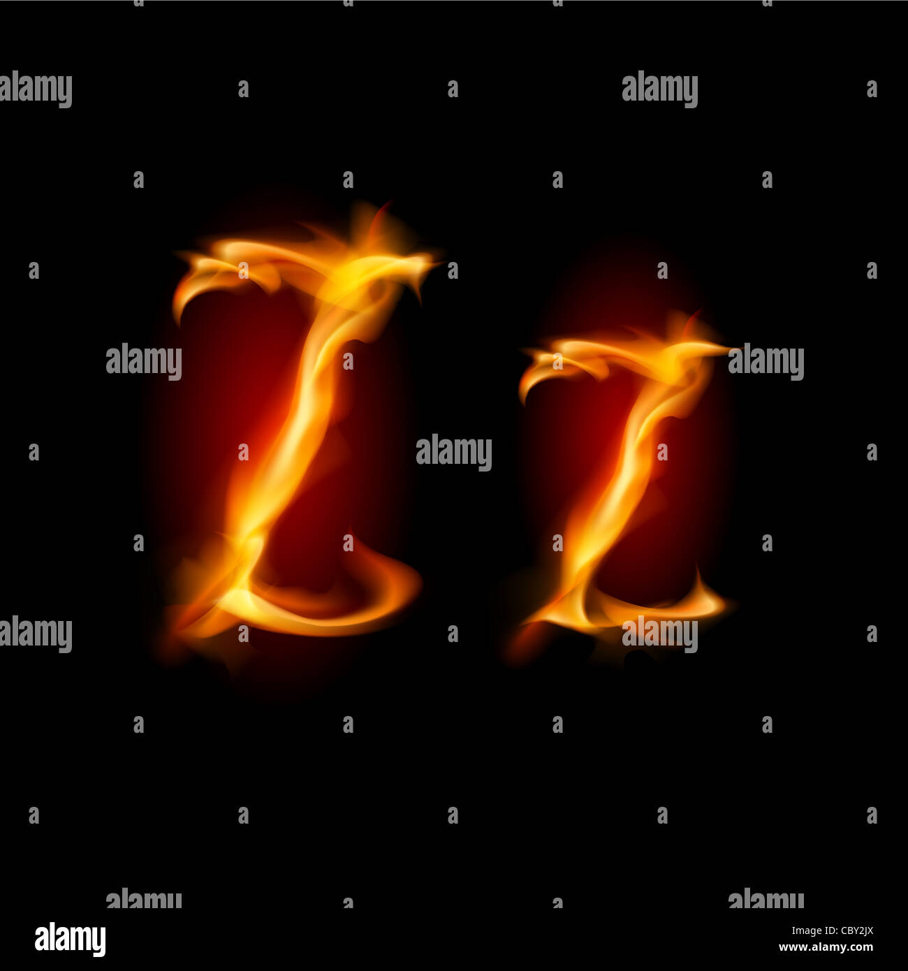 Fiery font. Letter Z. Illustration on black background Stock Photo - Alamy