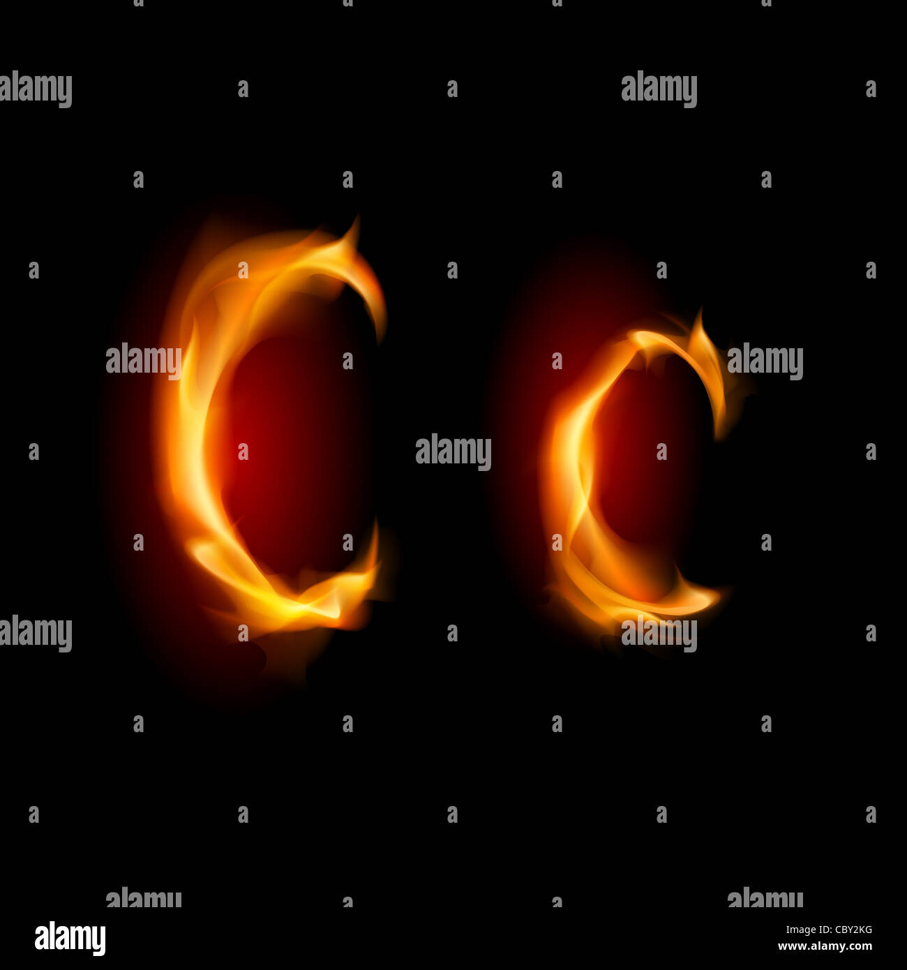 Fiery font. Letter C. Illustration on black background Stock Photo - Alamy