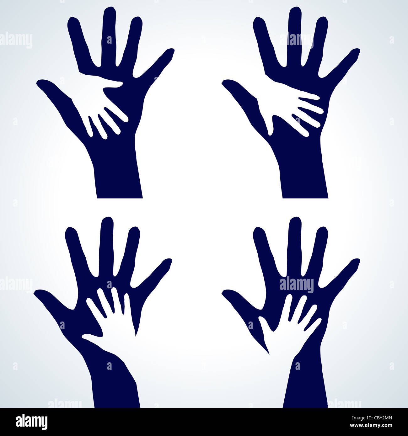 Set of Two hands silhouette. Illustration on white background Stock ...