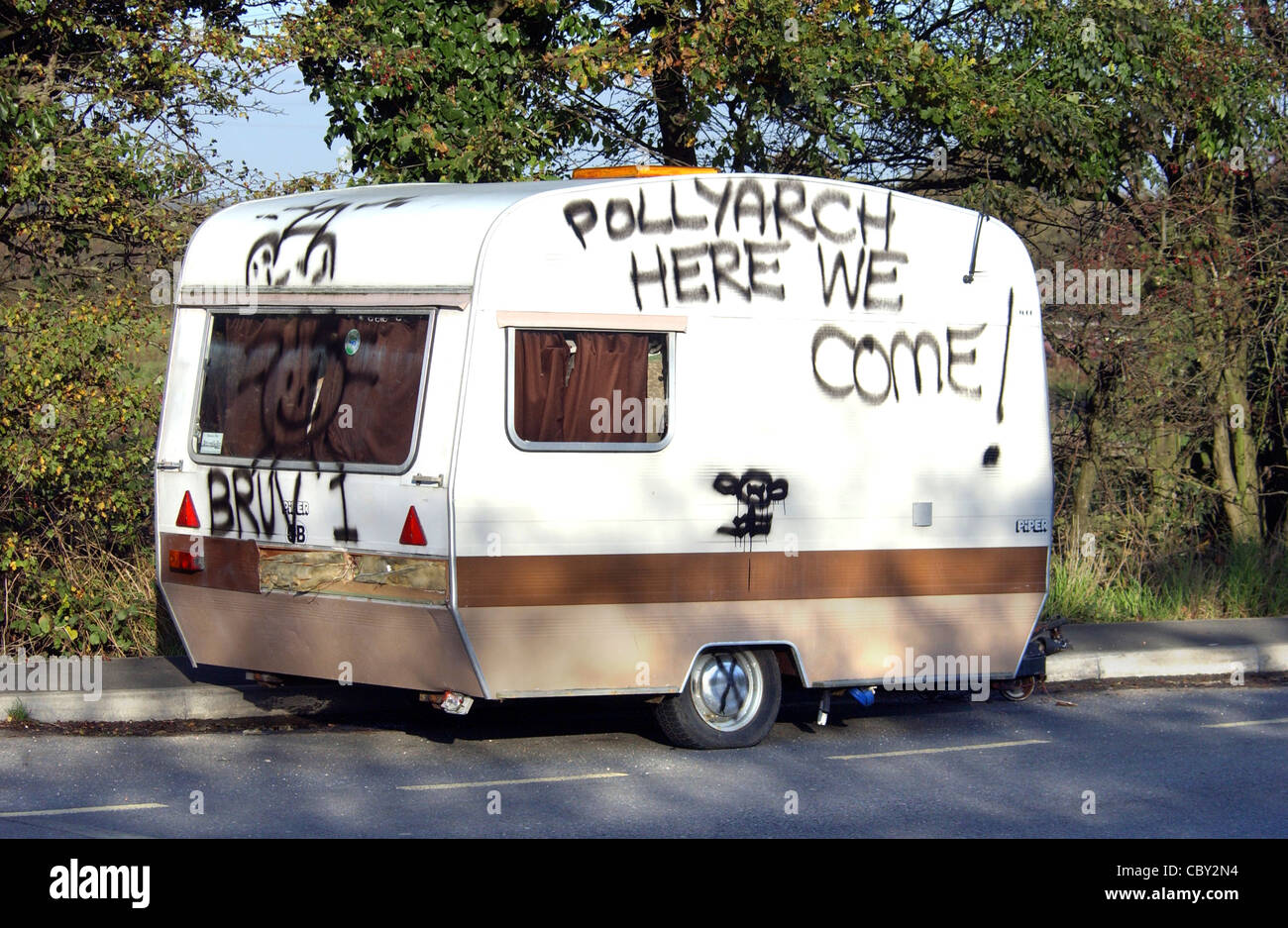 Vandalised caravan hi-res stock photography and images - Alamy