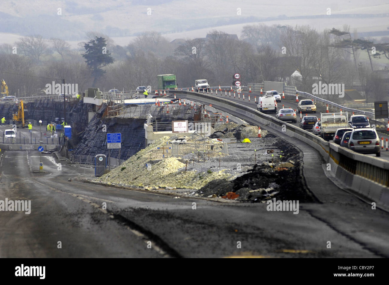 Beddingham bridge / flyover under construction A27 Lewes Stock Photo ...