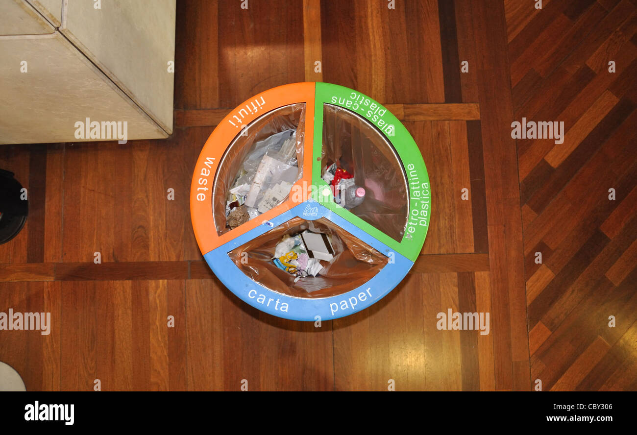 Recycling bin in Venice Airport Italy Europe Stock Photo - Alamy