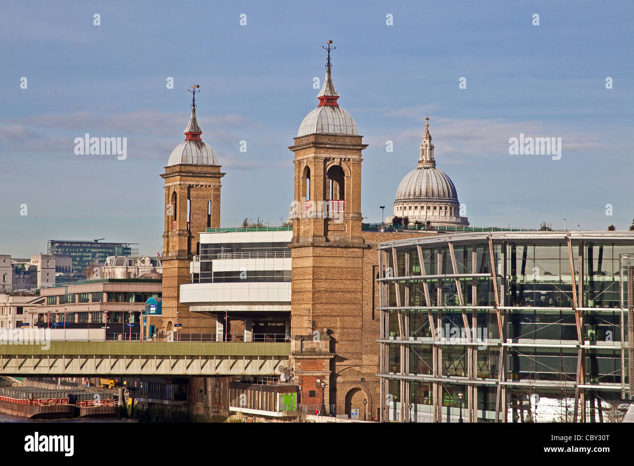The approach to Cannon Street station seen from London Bridge December ...