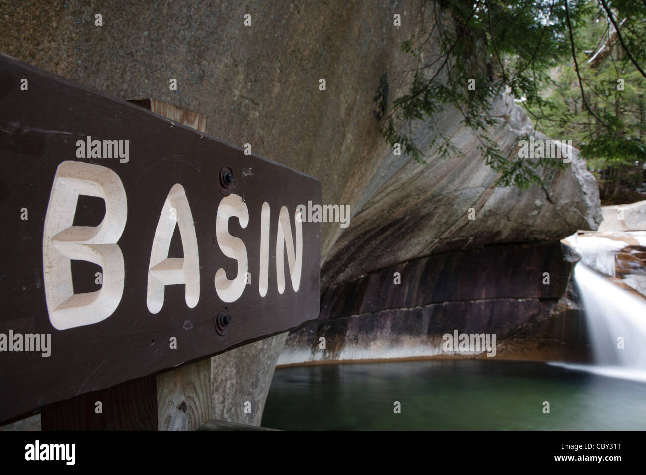 Franconia Notch State Park -The Basin viewing area along the ...