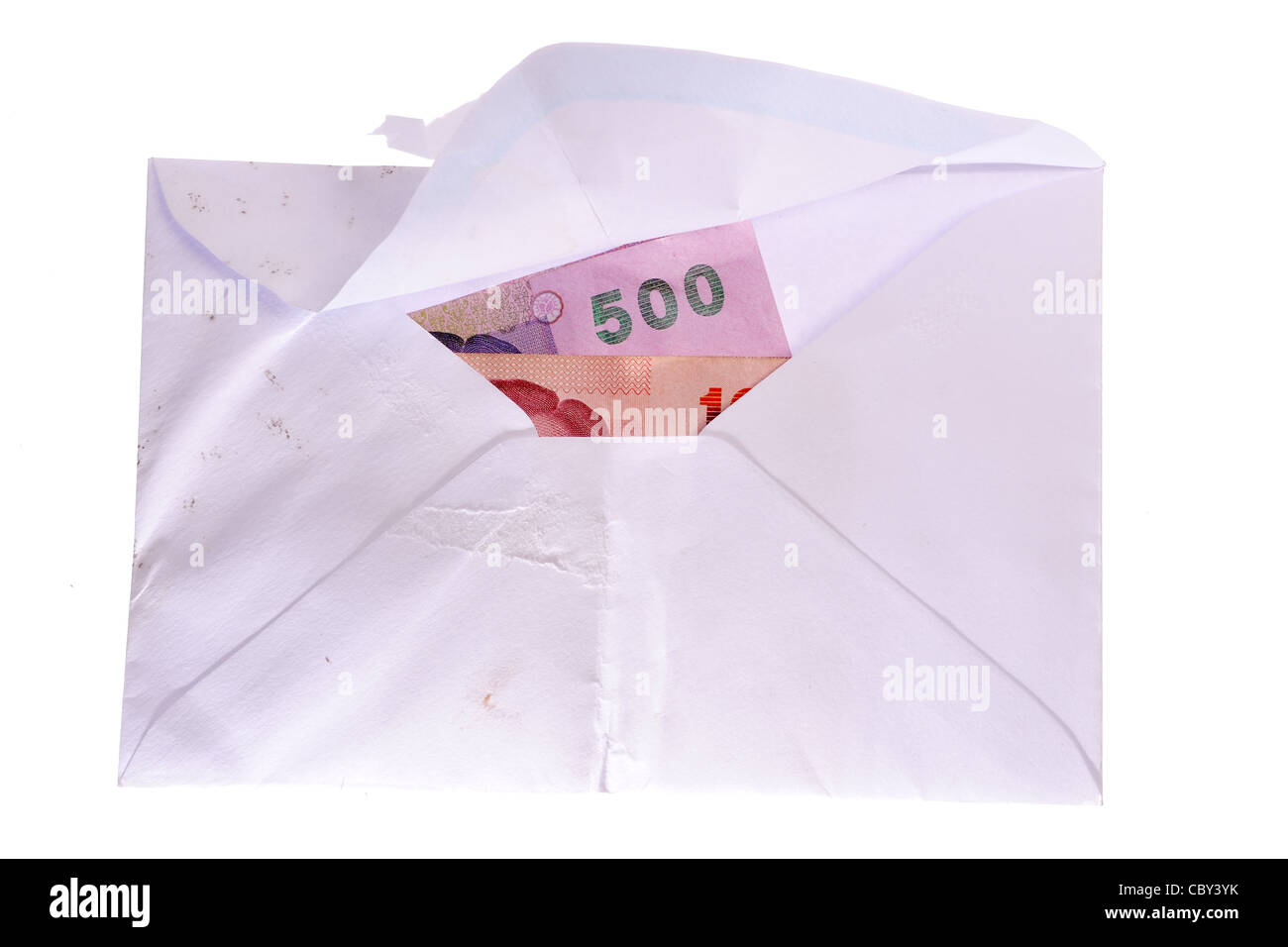 banknotes in an envelope isolated on a white background Stock Photo - Alamy