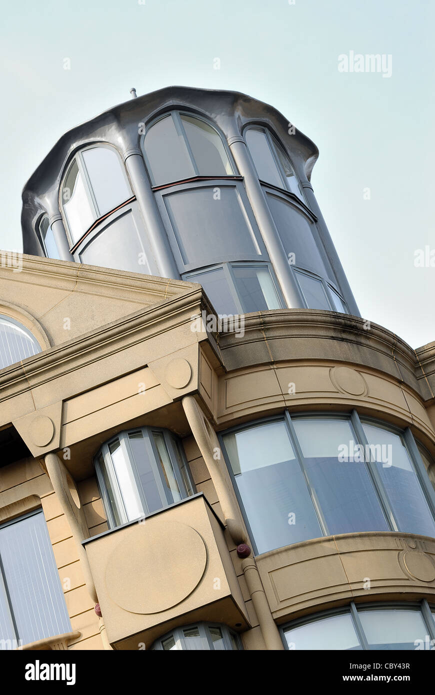 An interesting extension to an old building, the fitting of a modern ...