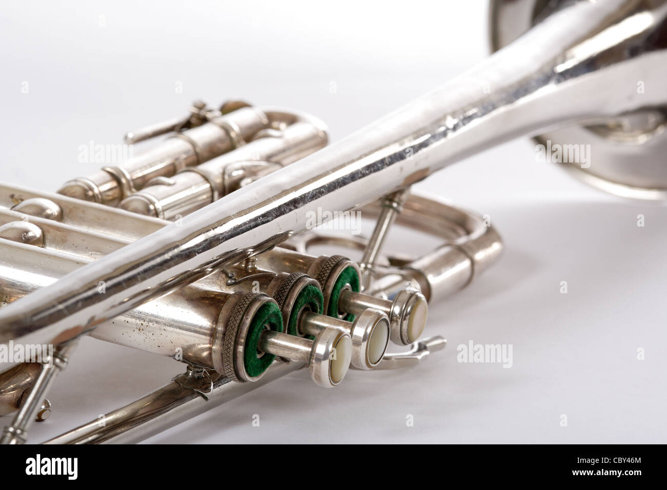 Old trumpet photo on the white background Stock Photo - Alamy