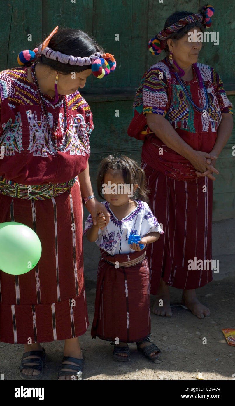 Indigenous Central American Indian women and girl in traditional ...