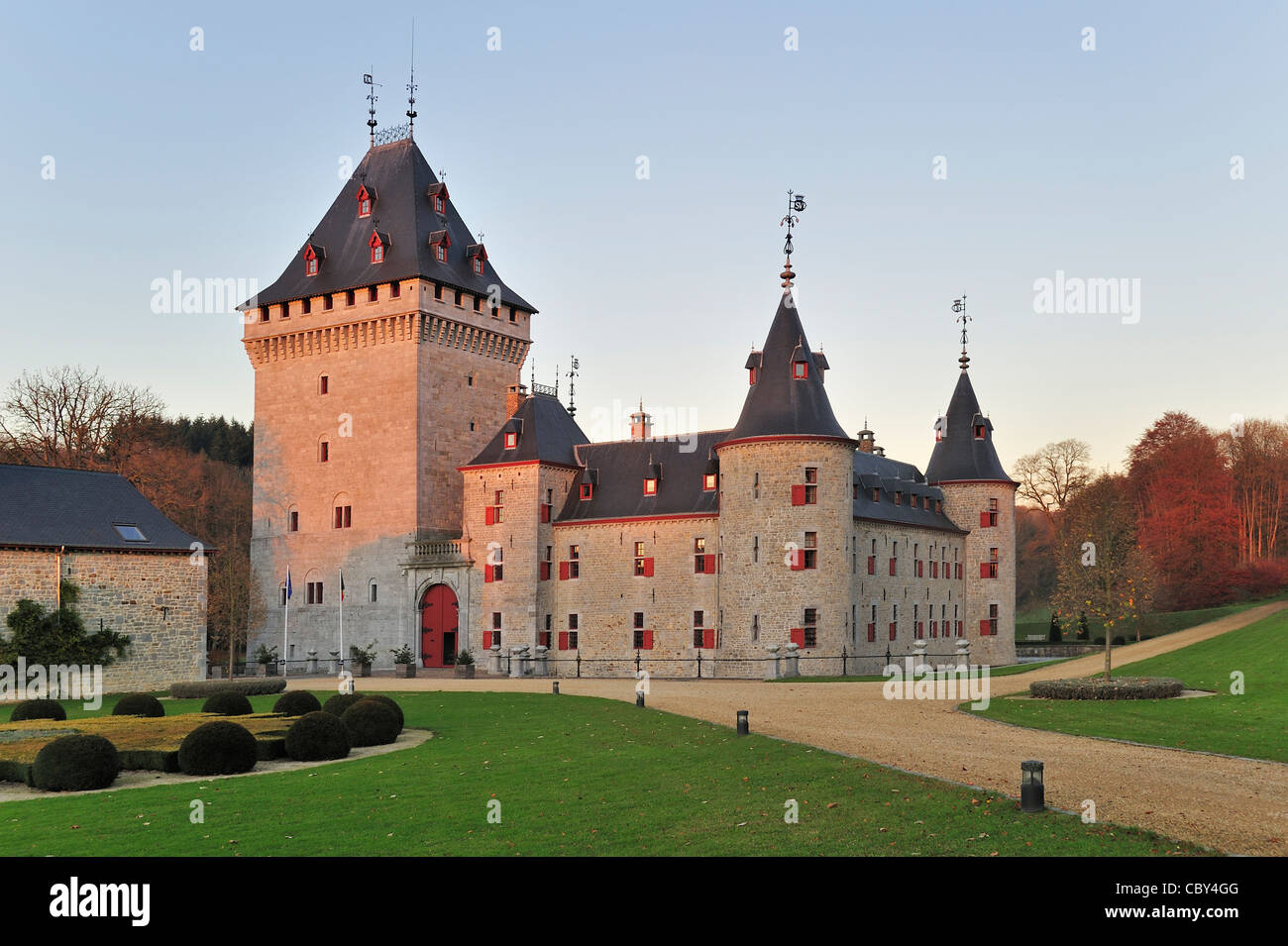 The Hargimont castle / Château Jemeppe in evening light, Belgian ...