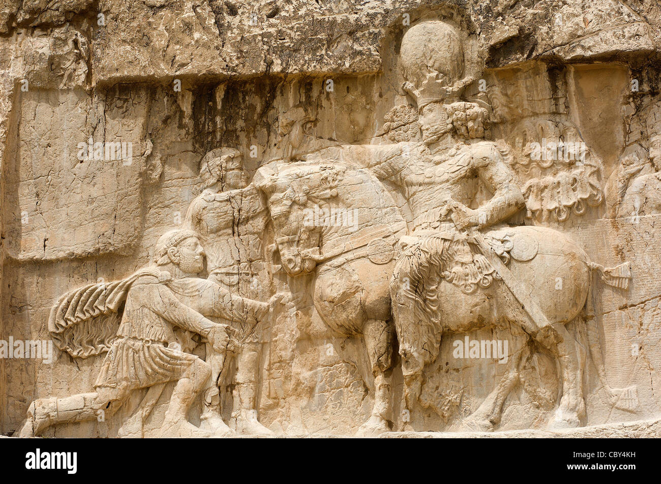 This stone relief at Naqsh-e Rostam near Persepolis, Iran, shows the ...