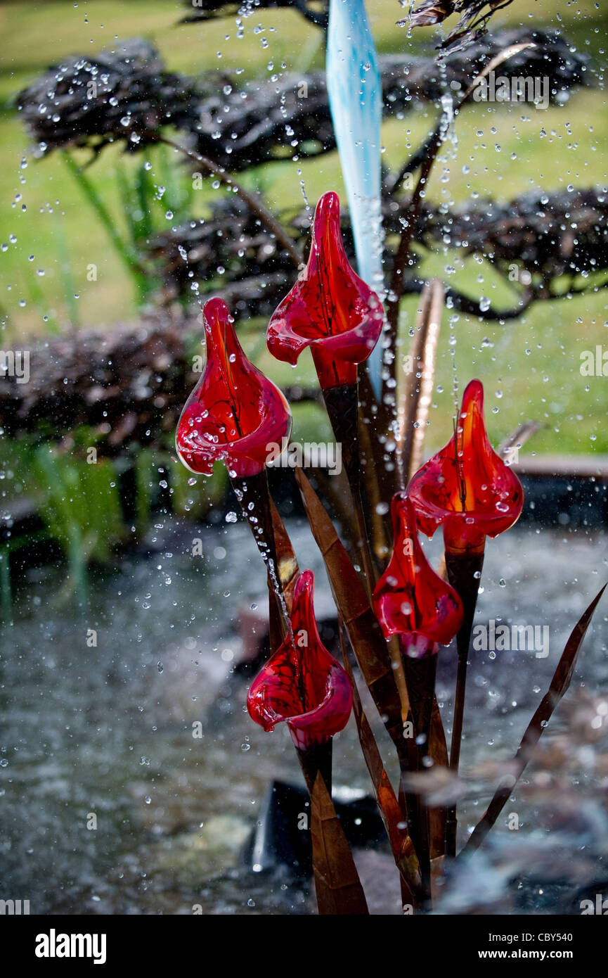 Glass & Metal Red Lily Fountain on Display at the Royal Hampton Court ...