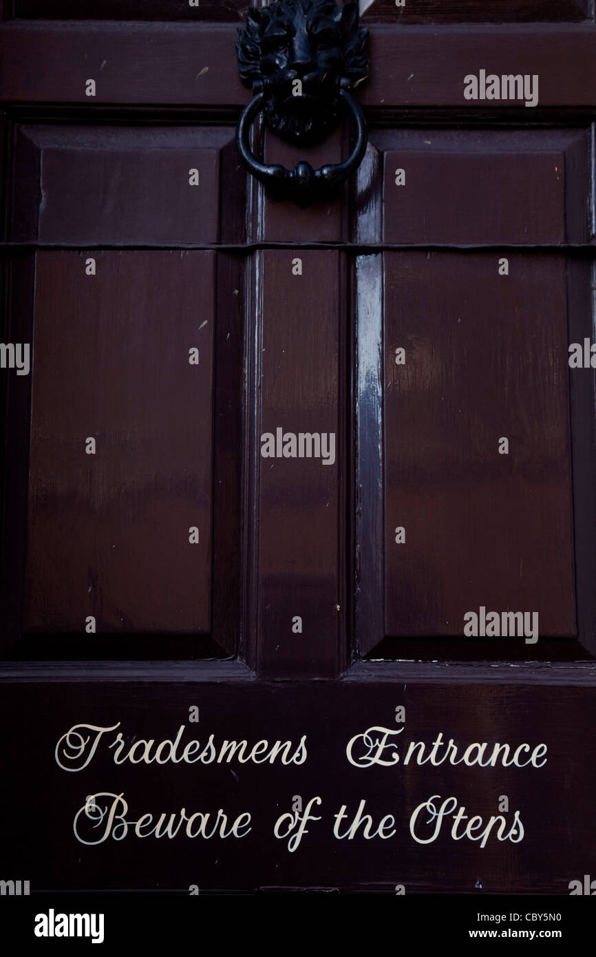 Tradesmens Entrance Sign at a House in Lewes, Sussex, England Stock ...