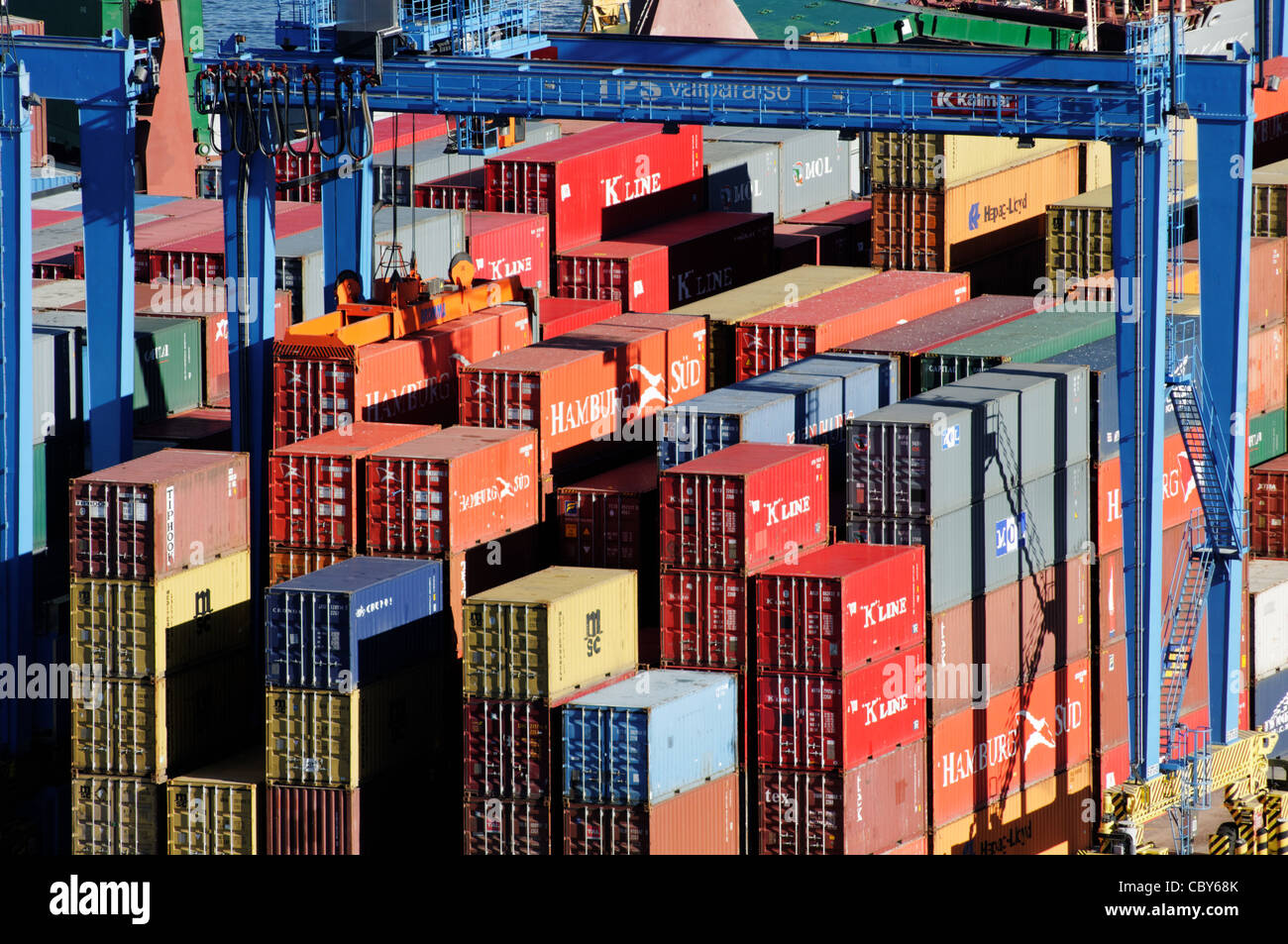 Shipping containers at a port Stock Photo - Alamy