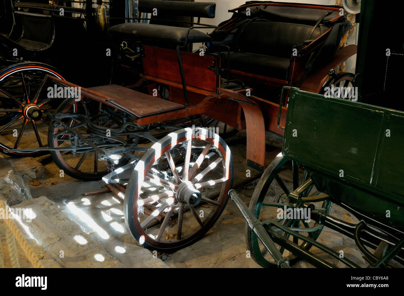 Old carriages at the medieval castle Stock Photo - Alamy