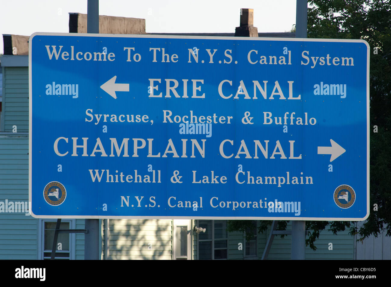 New York, Erie Canal between Troy and Waterford on the Hudson River ...