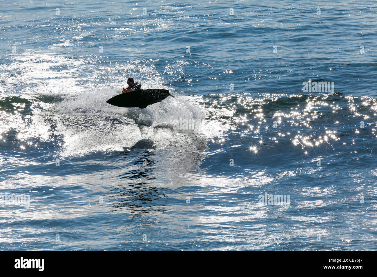 Surfer catches air in the annual ONeill Surfing Contest on the Pacific ...